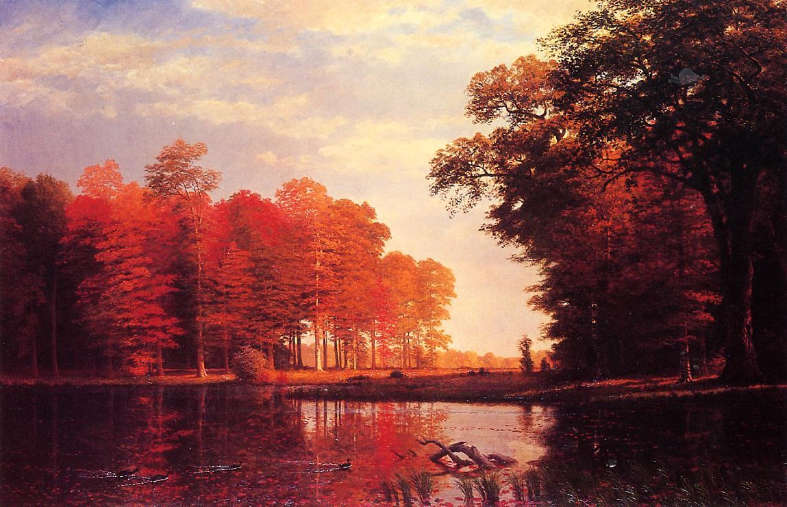 Albert Bierstadt Autumn Woods painting | framed paintings for sale